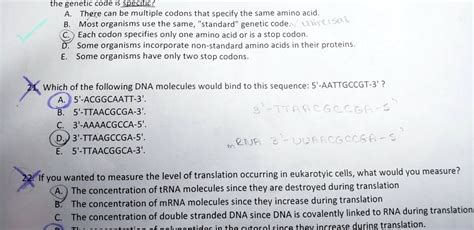solved the genetic code is specitic there can be multiple codons that