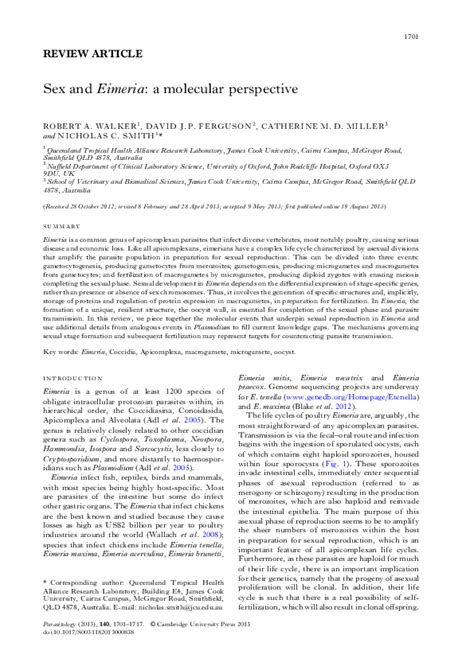 Pdf Sex Andeimeria A Molecular Perspective
