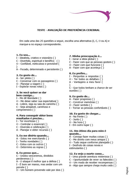 Teste De Avaliação Comportamental Pdf Liberdade Comunicação