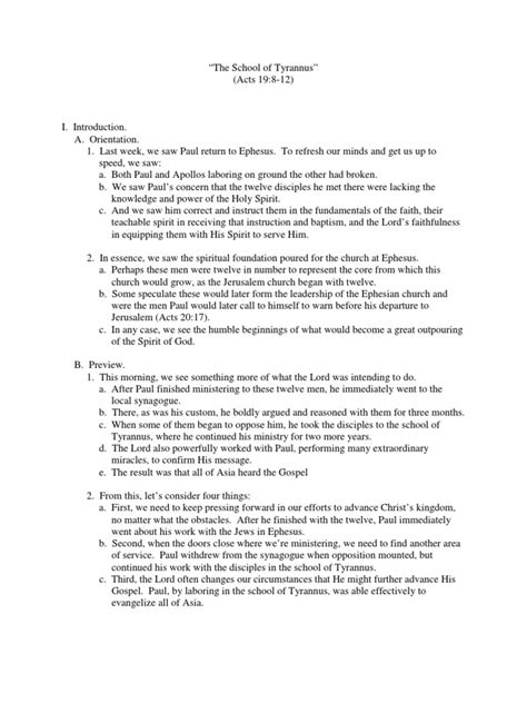 The School Of Tyrannus Pdf Paul The Apostle Acts Of The Apostles