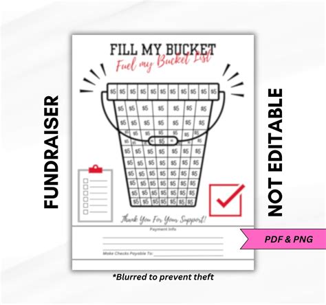 Fill My Bucket Fundraiser Png Pdf 85 X 11 Color In Donation Spots