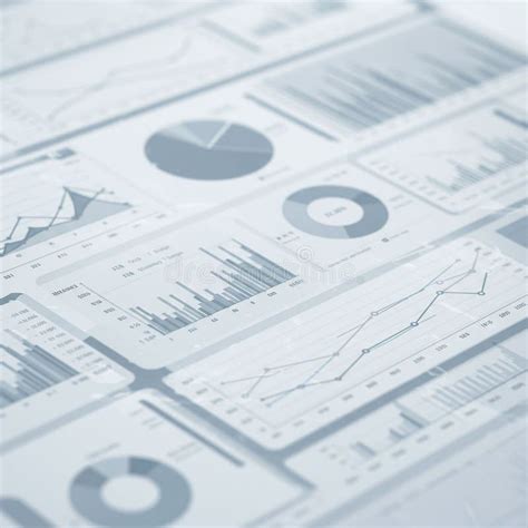 Various Types Of Graphs And Charts Are Displayed Including Bar Charts Pie Charts And Stock