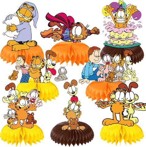 8pcs Garfield Birthday Party Decorations Garfield Party Honeycomb Table