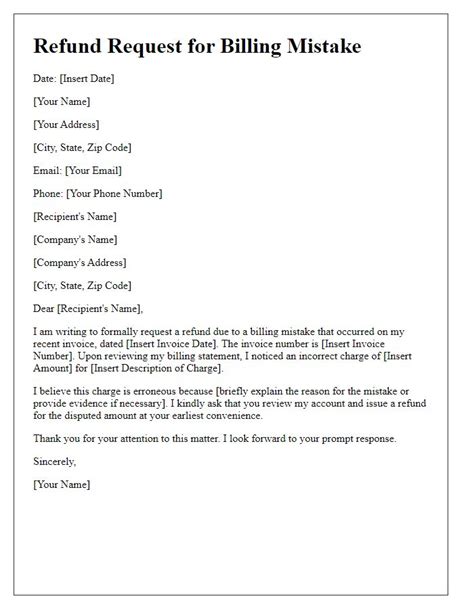 Letter Template For Billing Error Correction Free Samples In Pdf