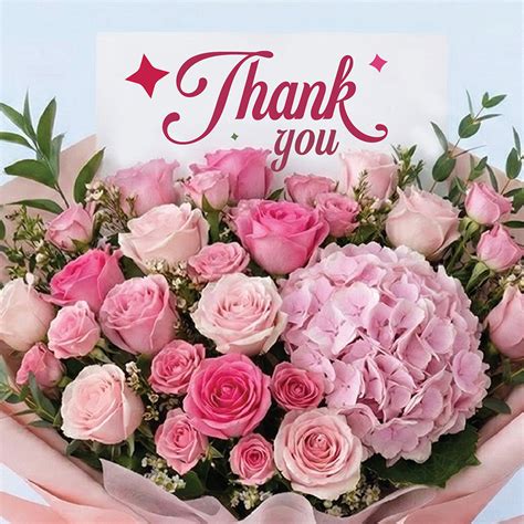 Thank You Pink Bouquet Rose And Hydrangea Flowers