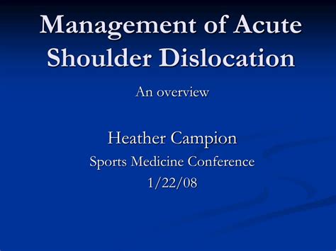 Ppt Management Of Acute Shoulder Dislocation Powerpoint Presentation Id 1184583