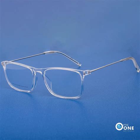 Mens Eyeglasses Slim Acetate Rectangle Glasses With Thin Metal