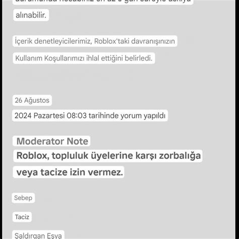 Roblox Ban Yedim Ve Hesabıma Giremiyorum Şikayetleri Şikayetvar