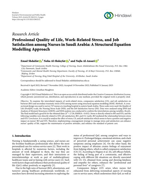 Pdf Satisfaction Among Nurses In Saudi Arabia A Structural Equation