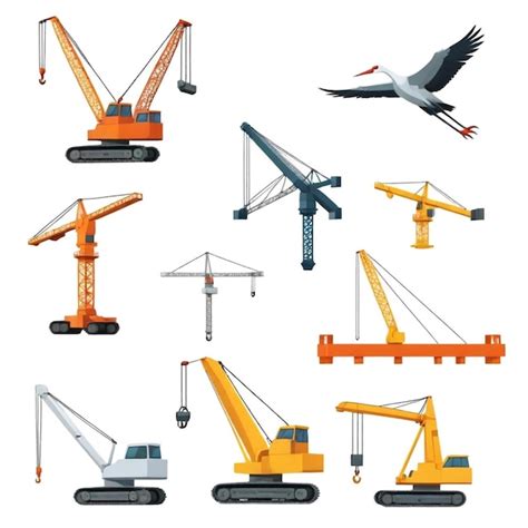 Crane Vector Set White Background Isolated A High Premium Ai Generated Vector