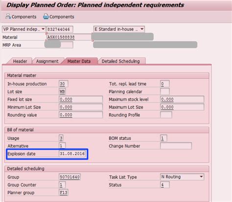 solved bom explosion date sap community
