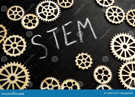 Stem Education Concept Blackboard And Gear Wheels Stock Image Image Of Technology Concept
