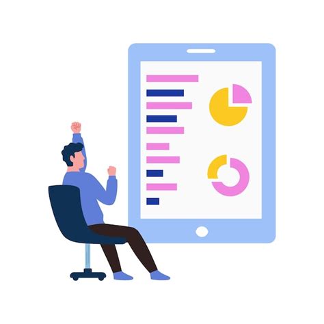 Premium Vector Boy Looking At Chart Graph Board