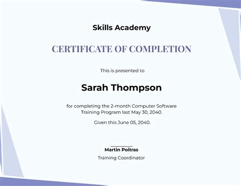 Training Completion Certificate