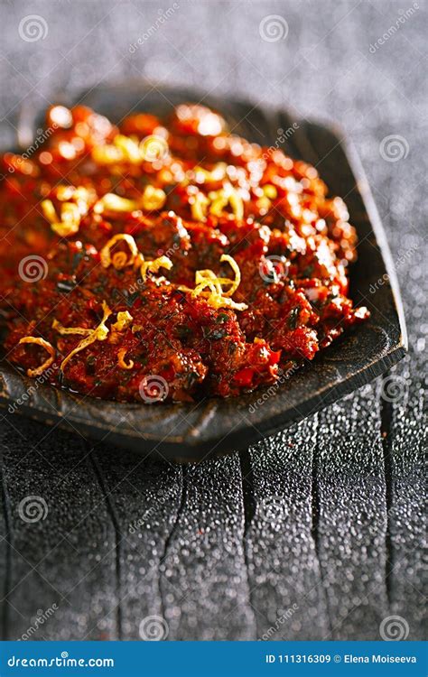 Traditional Home Made Ajika Stock Image Image Of Closeup Spicy