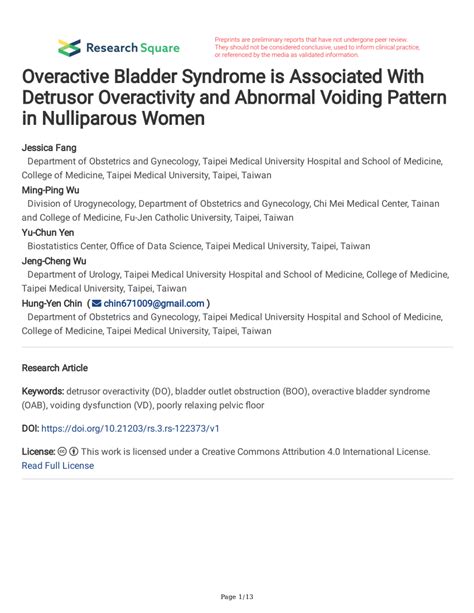 Pdf Overactive Bladder Syndrome Is Associated With Detrusor