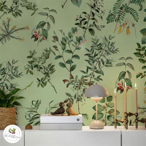 Botanical Greenery Wallpaper Removable Wallpaper Vintage Botanical