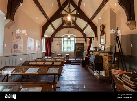 Photo Of The Interior Of The Old School House In Tyneham Village Stock