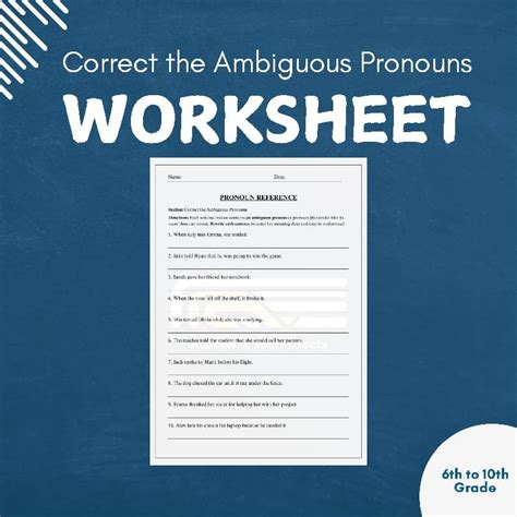 Pronoun Reference Correct The Ambiguous Pronouns Worksheet For Writers