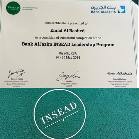 I Am Thrilled To Announce That I Have Successfully Completed The Insead Leadership Program This