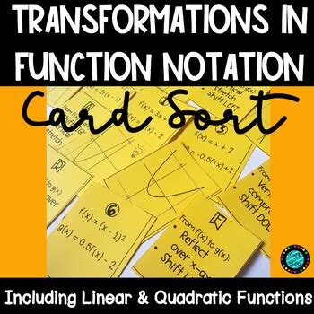 Transformations In Function Notation Linear Quadratic CARD SORT Activity