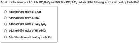 solved a1 0 lbuffer solution is 0 250 m hczh3o2 and 0 050 m kczhgoz