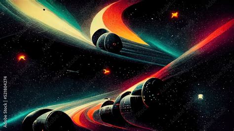 Retro Futuristic Space Wallpaper 4k Vintage Background Colorful