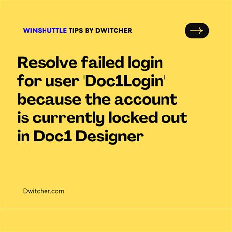 the account is currently locked out in doc1 designer dwitcher technology