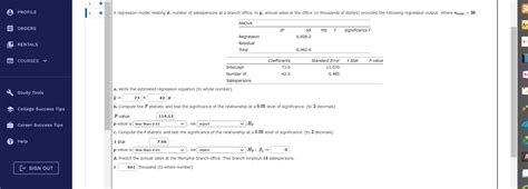 Solved A Regression Model Relating X ﻿number Of