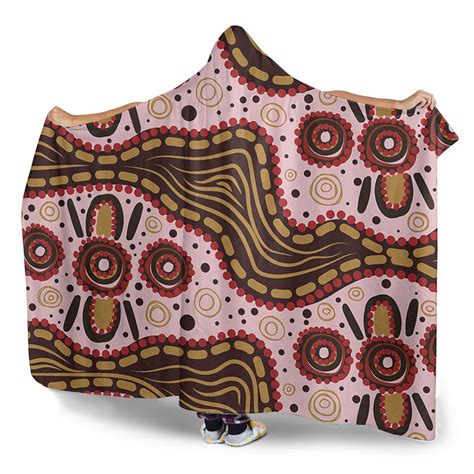 Australia Aboriginal Hooded Blanket Aboriginal Inspired With Pink