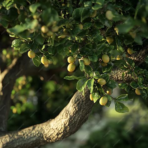 Jujube Fruit Tree With Ripe And Green Leaves In Sunlight Premium Ai