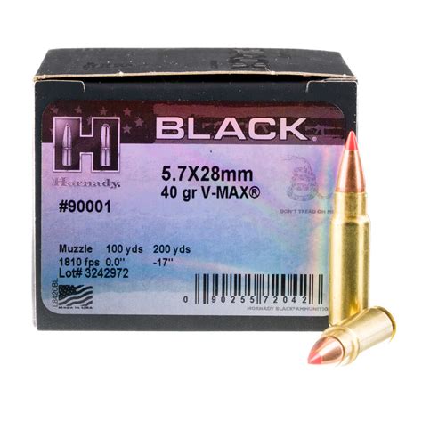 Hornady Black 5 7x28mm Ammo 40 Grain V Max 25 Rounds [fc 90255720426]