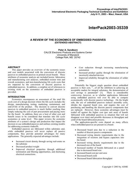Pdf The Economics Of Embedded Passives