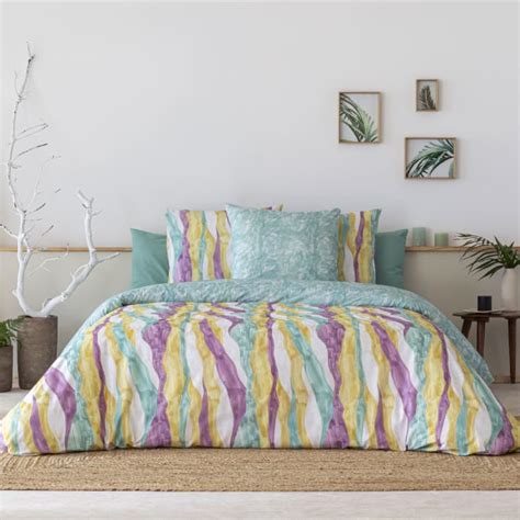 Housse De Couette Réversible En Coton 155x220 Cm Bleu Maisons Du Monde