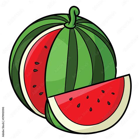 Watermelon Cartoon Illustration Of Cute Cartoon Watermelon Stock Vector Adobe Stock