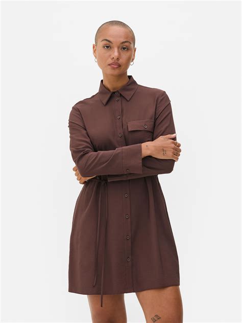 Womens Chocolate Mini Utility Shirt Dress Primark