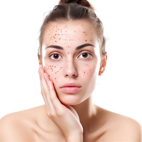 Premium Photo Beautiful Young Woman With Acne On Her Face White