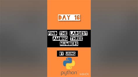 Python 🐍 Using Largest Three🖥 Numbers Python Code Shorts Youtube