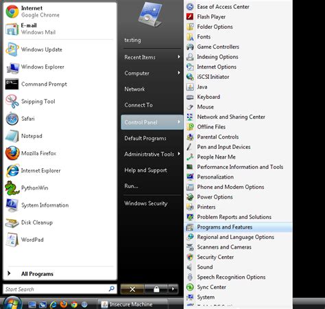 Open Start Menu Vista Loveseat