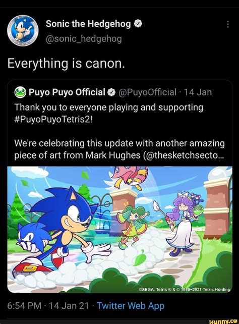 Sonic The Hedgehog Sonic Hedgehog Everything Is Canon 2 Puyo Puyo