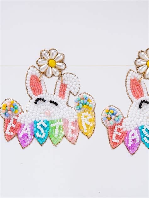 Emma Easter Rabbit Garland Bead Mix Drop Earrings Sophia Collection