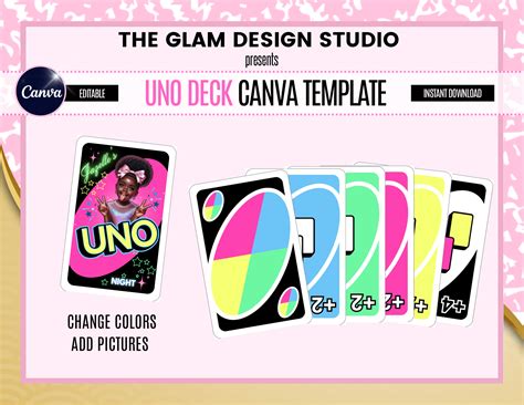 Uno Deck Digital Canva Editable Templates 55 Card Templates Included