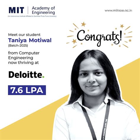 Mit Academy Of Engineering On Linkedin Proudmoment Mitaoe Placementsuccess Deloitte