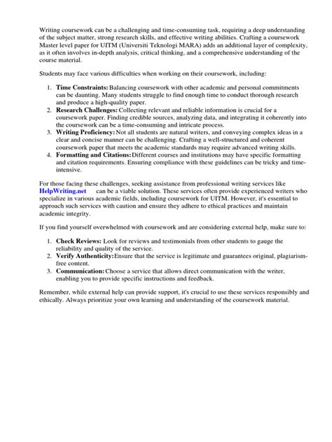 Coursework Master Uitm Pdf Thesis Postgraduate Education