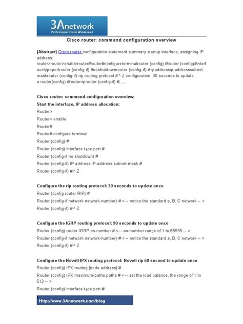 Cisco Router Command Configuration Overview Pdf Router Computing Ip Address