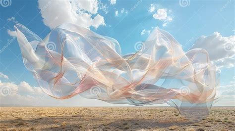 Ai Generated Illustration Of A Billowing Long Fabric In The Wind Stock