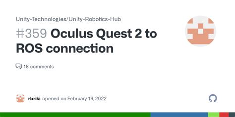 Oculus Quest 2 To Ros Connection · Issue 359 · Unity Technologiesunity Robotics Hub · Github