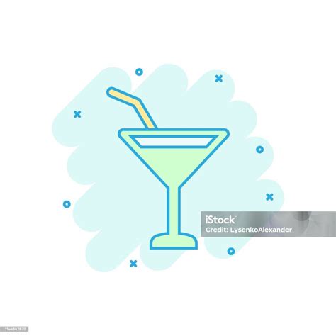 漫畫風格的酒精雞尾酒圖示飲料玻璃向量卡通插圖上的白色隔離背景馬提尼液體經營理念飛濺效應向量圖形及更多伏特加圖片 伏特加 冰 卡通 Istock