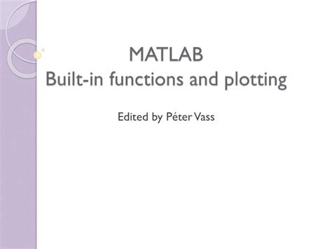 PDF MATLAB Built In Functions And Plottinggeofizika Uni Miskolc Hu Matlab Built In