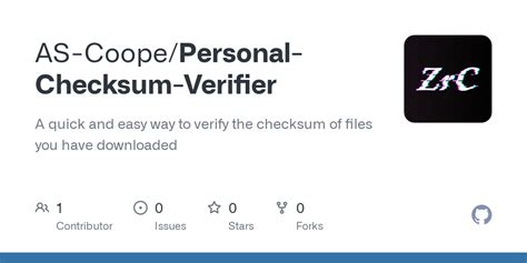 Github As Coope Personal Checksum Verifier A Quick And Easy Way To Verify The Checksum Of